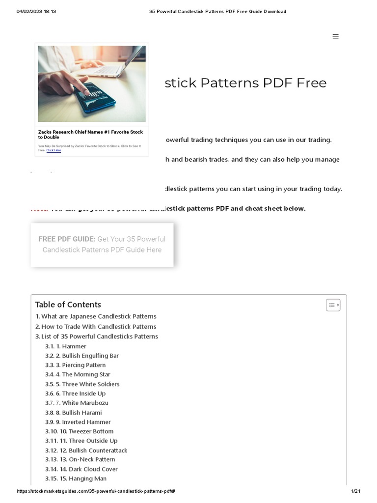 35 Powerful Candlestick Patterns | PDF | Market Trend | Investing