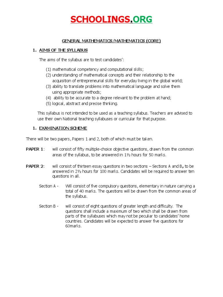 WAEC 2025 Mathematics Syllabus Overview | PDF | Trigonometric Functions ...