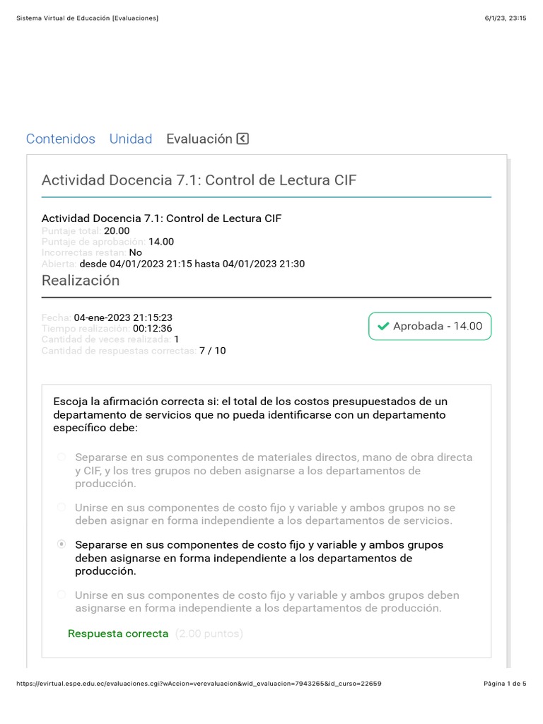 Control de Lectura - Semana 1 - Cif | PDF | Costo | Inventario Control de Lectura - Semana 1 - Cif | PDF | Costo | Inventario