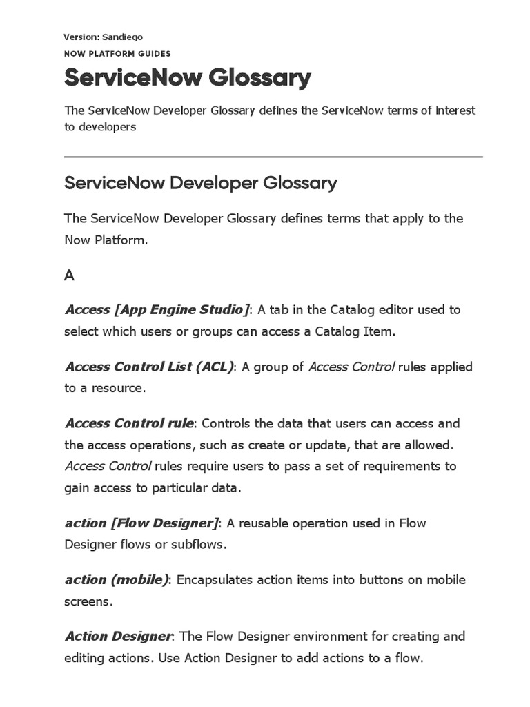 Guide - Now Platform Guides - ServiceNow Glossary - ServiceNow Developers | PDF | Dynamic Web ...
