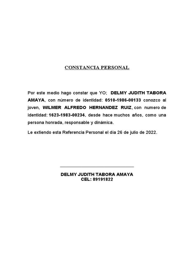 Constancia Personal | PDF