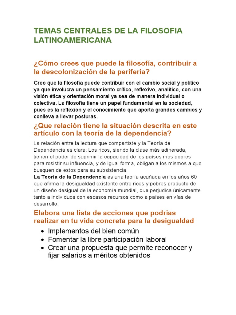 Temas Centrales de La Filosofia Latinoamericana | PDF