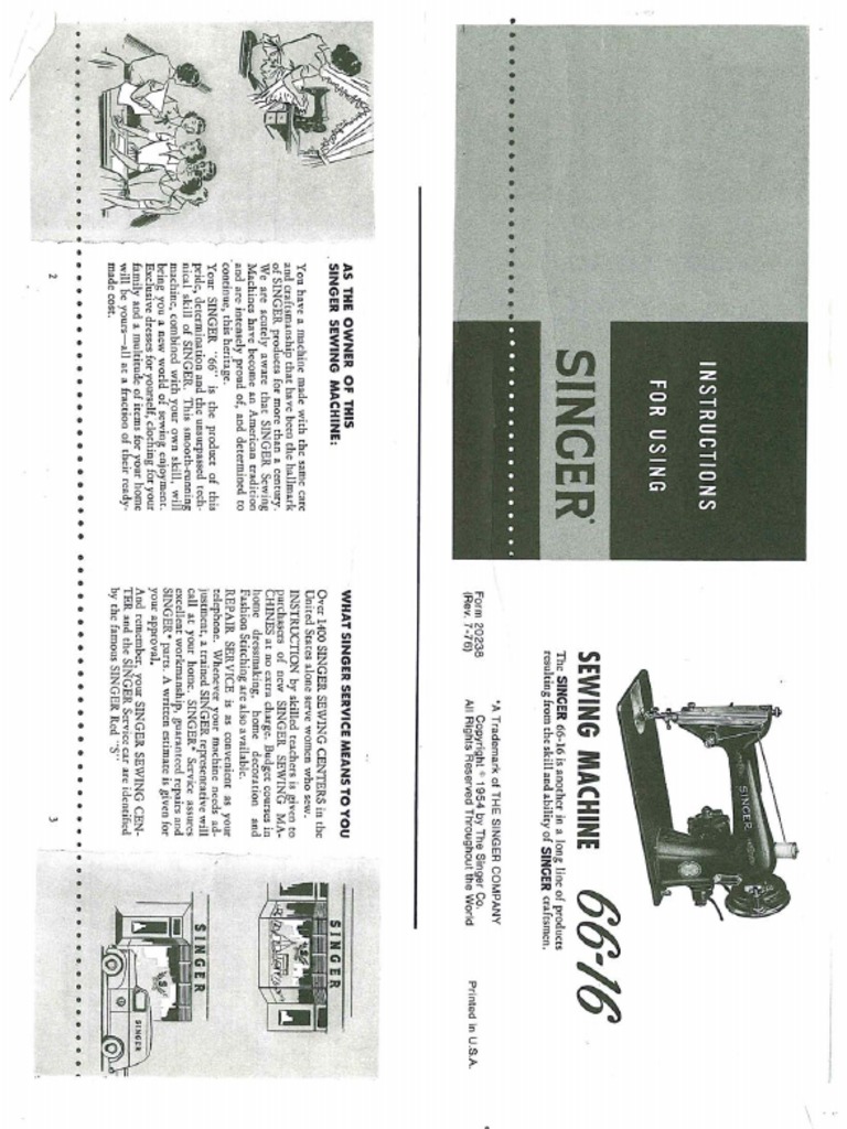 SINGER 66-16 Sewing Machine 1948 | PDF