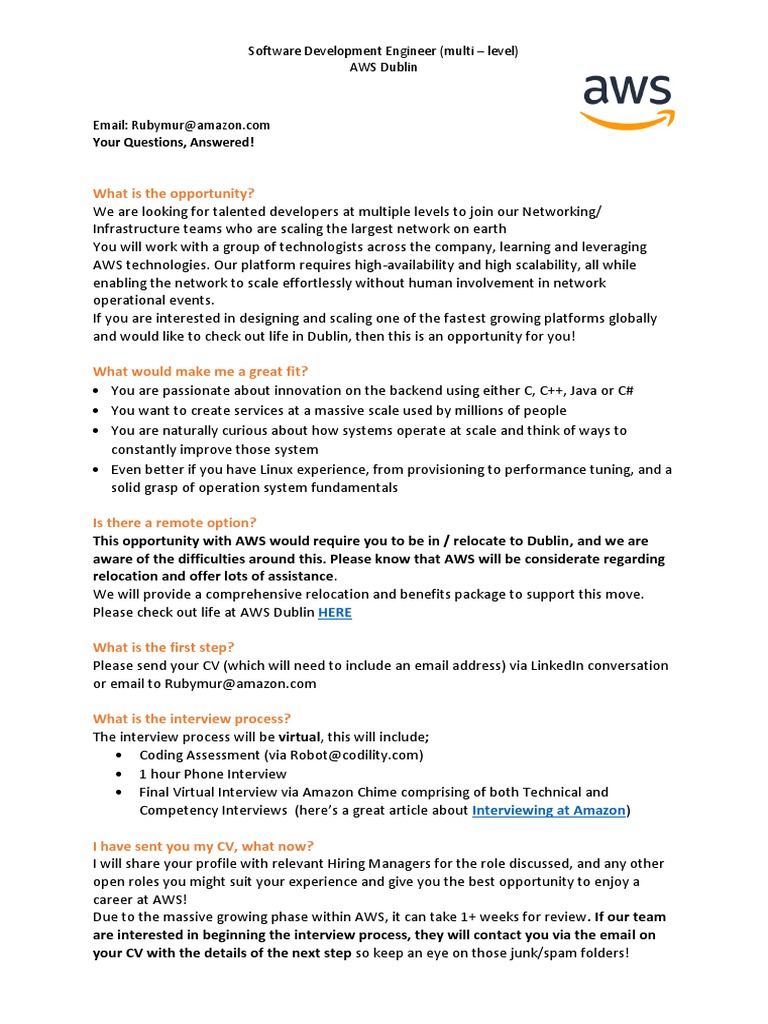 Your AWS Dublin Information! Software Development | PDF | Amazon Web ...