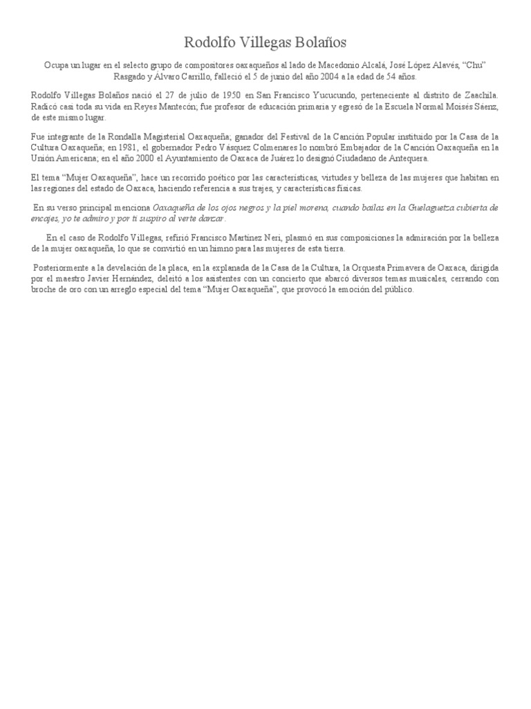 Rodolfo Villegas y "Mujer Oaxaqueña" | PDF | Ciencias sociales | Arte