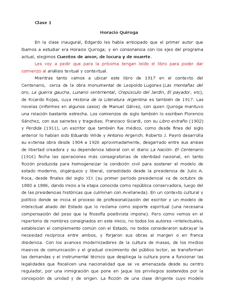 Horacio Quiroga | PDF | Narración | Amor