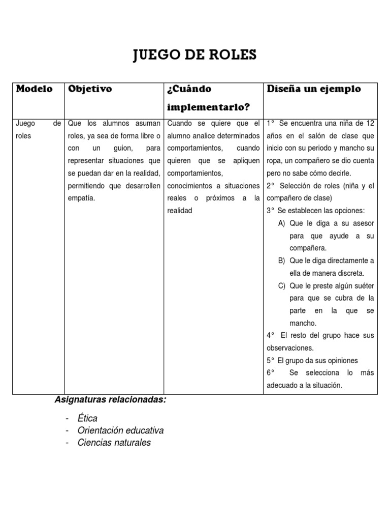 Modelo Juego De Roles Pdf 