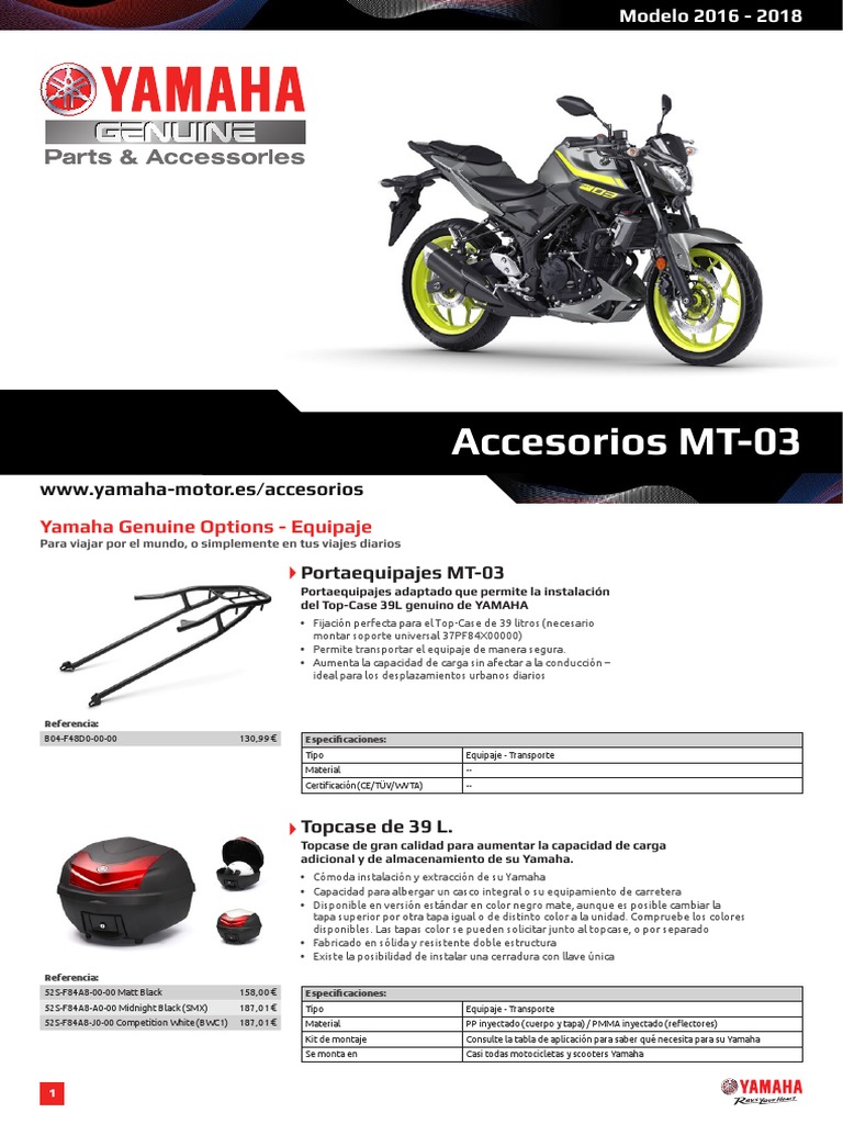 2016 Yamaha MT320 Accsheet ES ES | PDF | Cargador de batería | Diodo ...