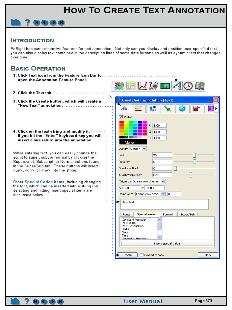 How to Create and Format Text Annotations in EnSight | PDF | String (Computer Science) | Icon ...