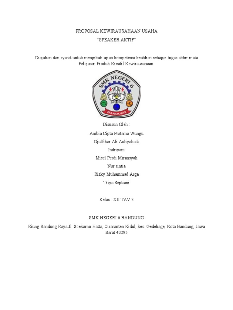 PROPOSAL KEWIRAUSAHAAN USAHA Klompok 4 Tav 3 | PDF