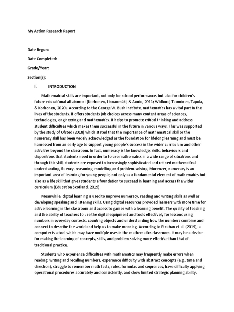 My Action Research Report | PDF | Mathematics | Teachers