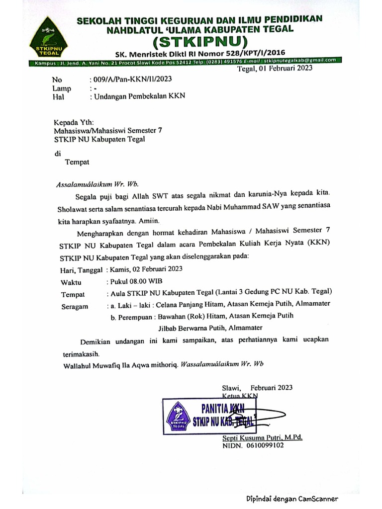 Undangan Pembekalan KKN | PDF