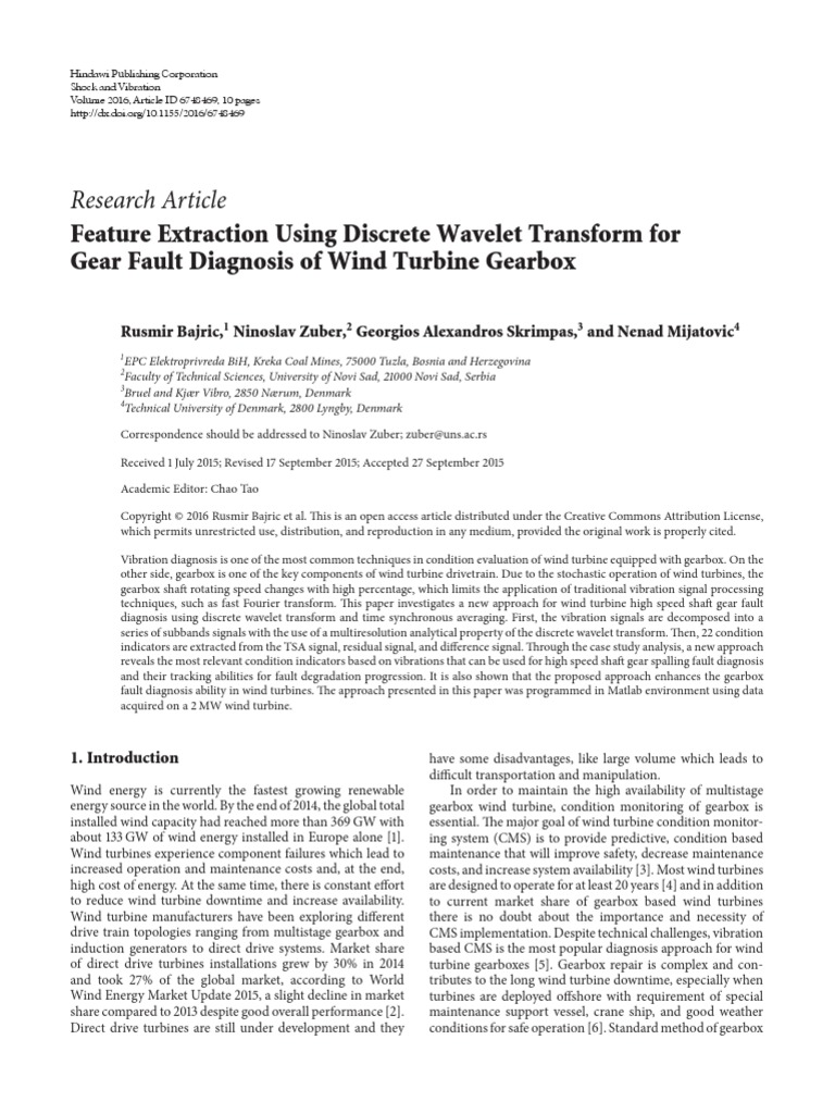 Feature Extraction Using Discrete Wavelet Transfor Pdf