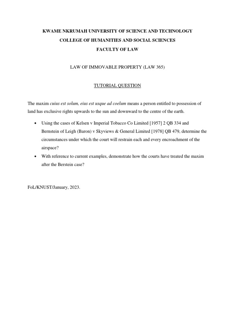 Land Law Tutorial Question | PDF