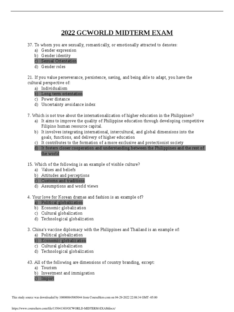 Gcworld Midterm Exam | PDF | Globalization | Empowerment Gcworld Midterm Exam | PDF | Globalization | Empowerment