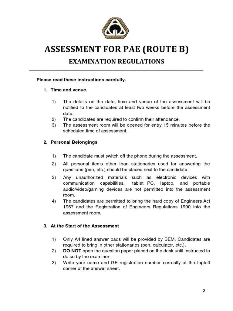 Examination Regulations (PAE Route B) (20.1.2023) | PDF