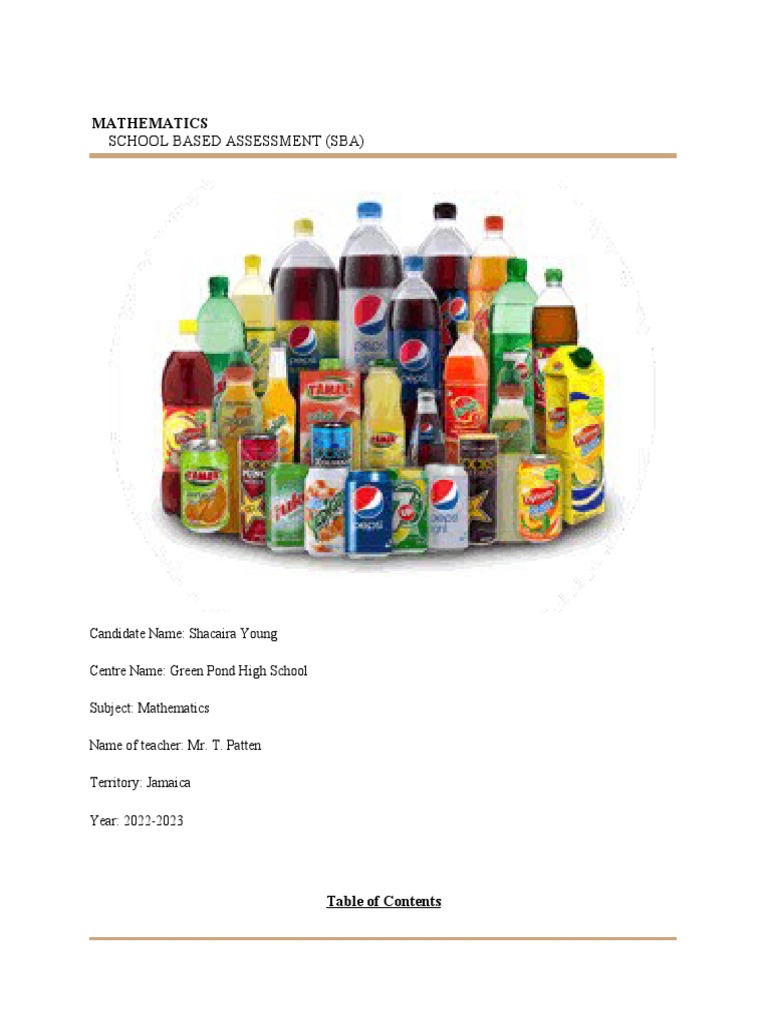 Mathematics SBA | PDF | Drink