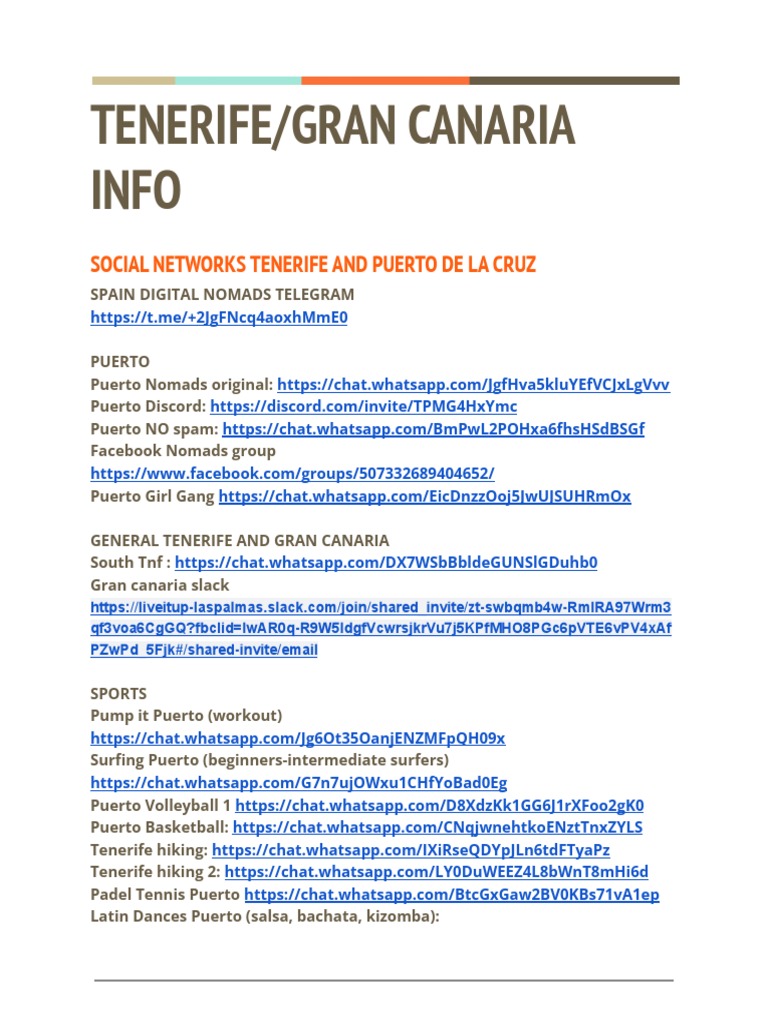 Useful Links Tenerife | PDF | Canary Islands | Carnival