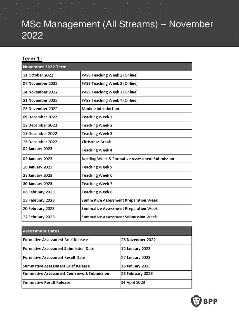 MSc Management Schedule 2022-2023 | PDF | Behavior Modification ...