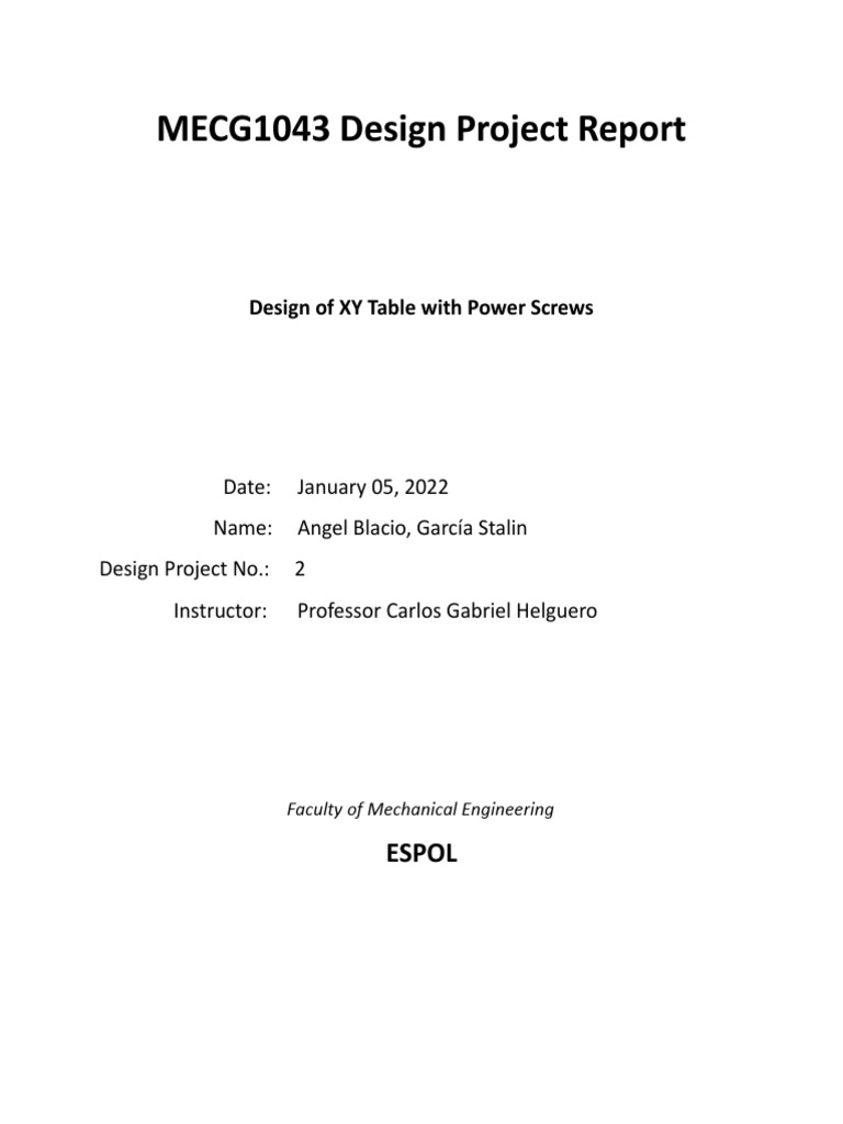 XY Table Design Project Report | PDF | Physical Quantities | Classical ...
