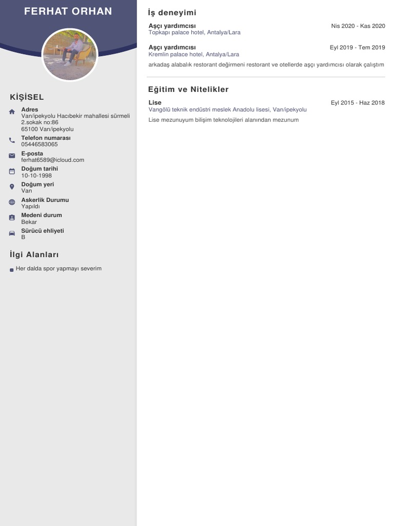 Ferhat Orhan CV | PDF