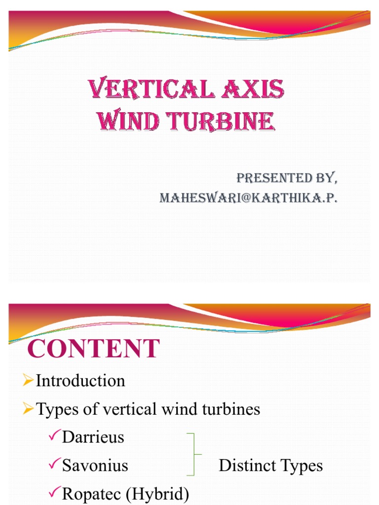 Vertical Axis Wind Turbine | PDF
