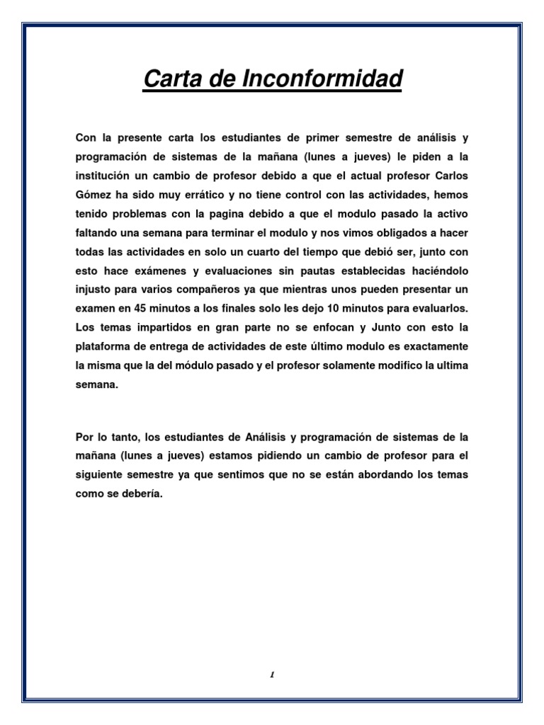 Carta de Inconformidad | PDF