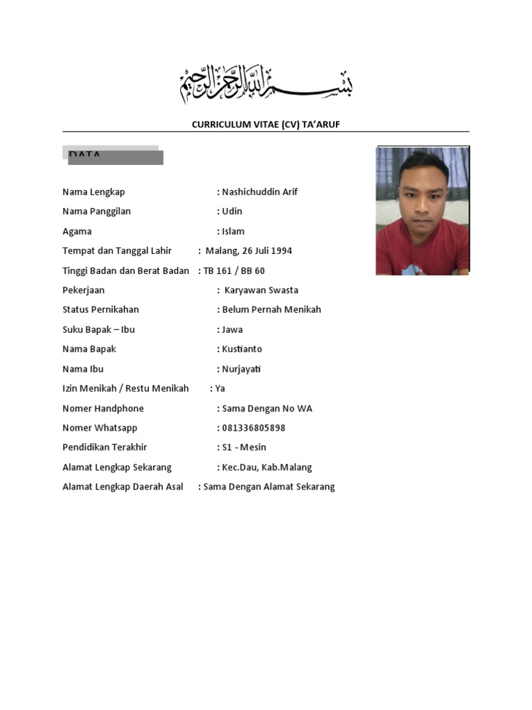 CV Ta'aruf New | PDF