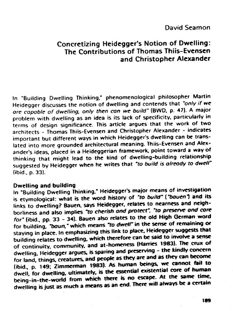 Concretizing Heideggers Notion of Dwelli | PDF