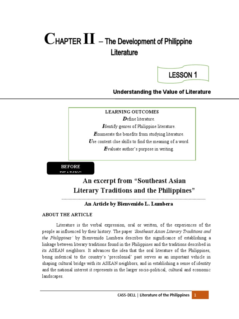 CHAPTER II - Lesson 1&2 | PDF | Philippines | Poetry