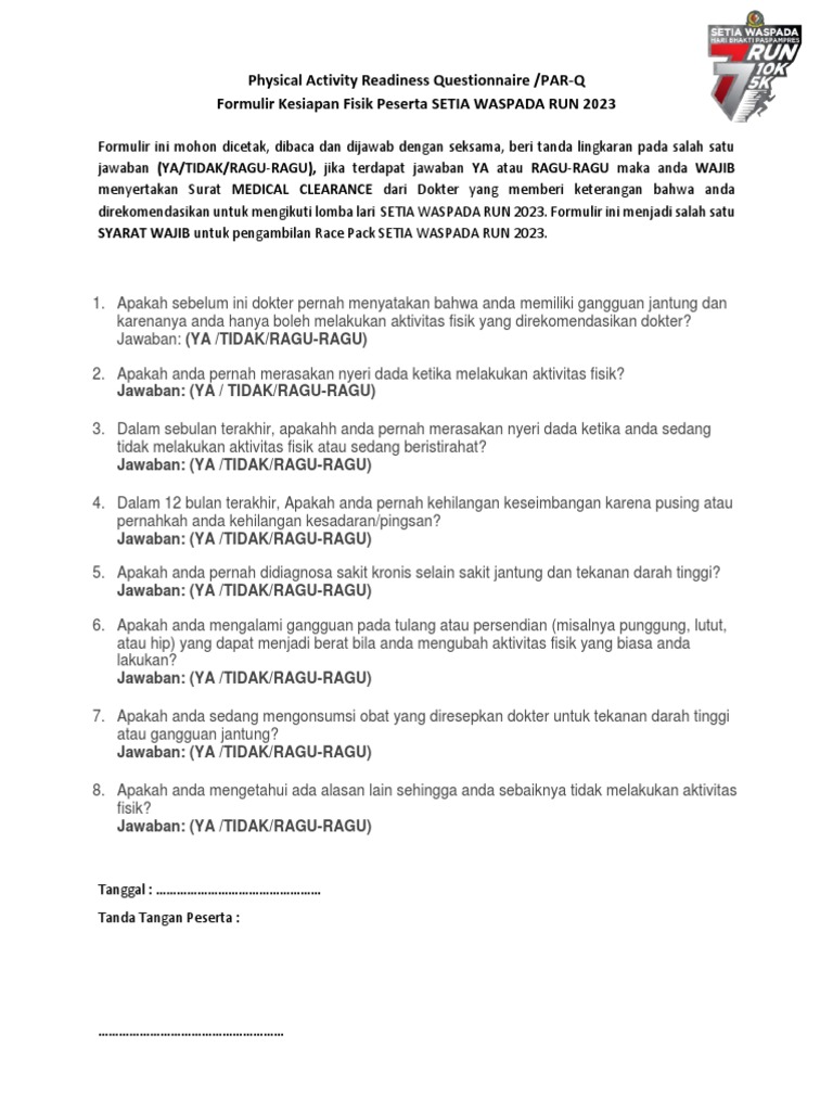 Par Q Setia Waspada Run 2023 | PDF