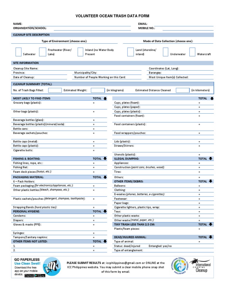VOLUNTEER 2022 Data Form 1 Pager | PDF | Plastic