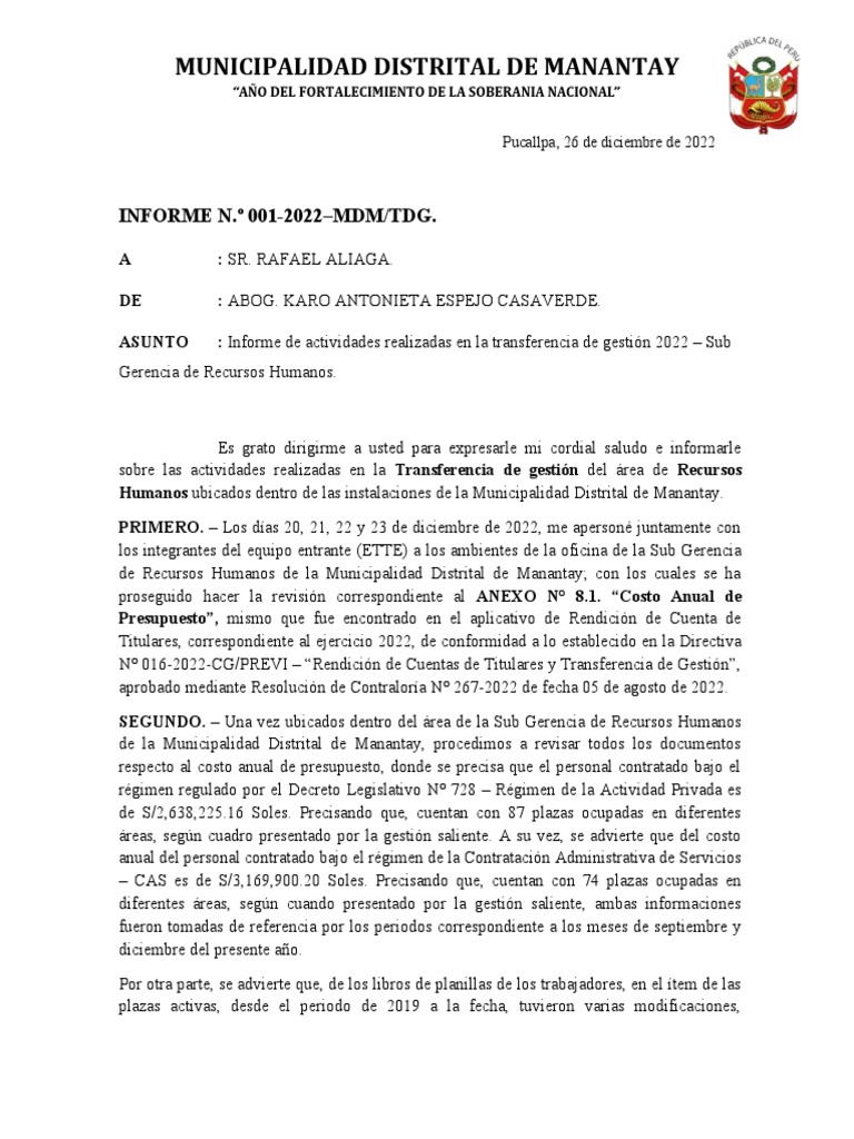 Informe - Recursos Humanos | PDF | Gobierno