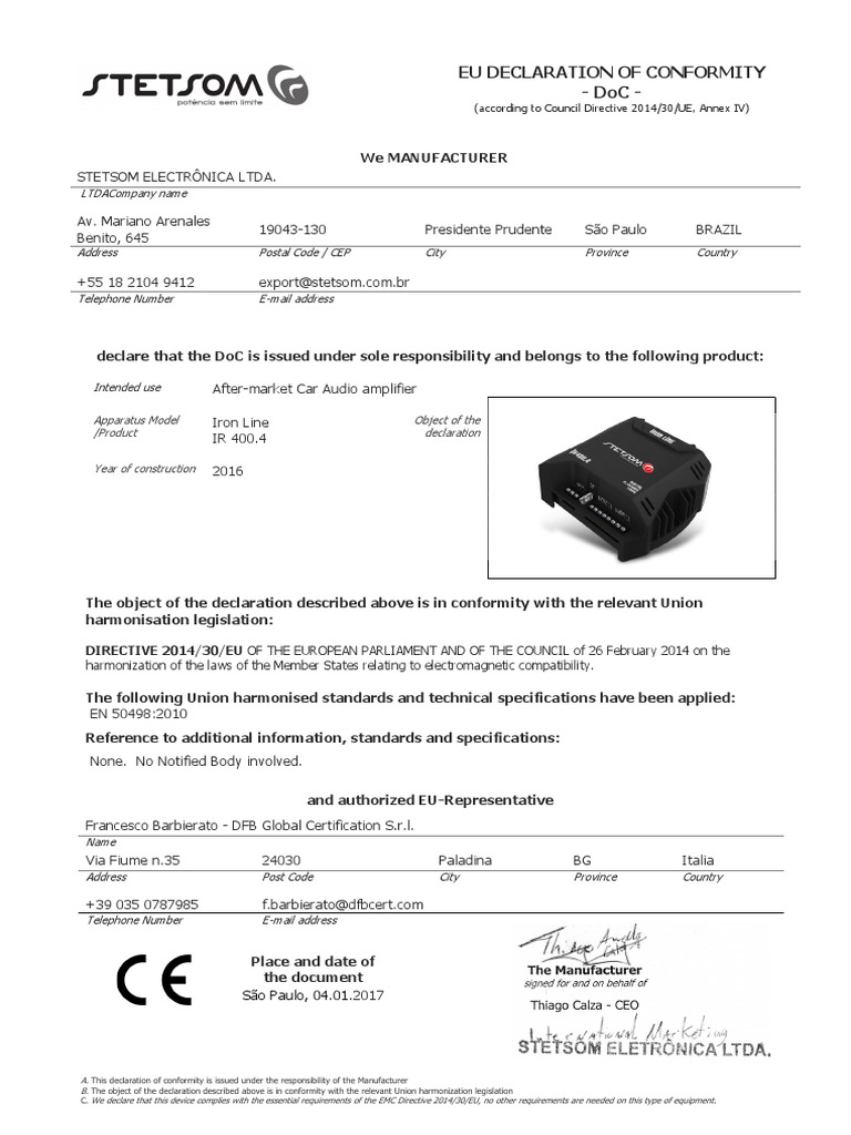 IR400 - 4 EUDoC2014 30 EU | PDF | Electronics