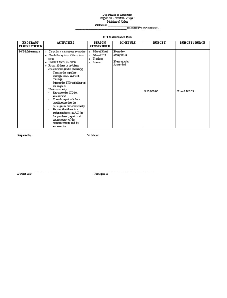 ICT-Maintenance-Plan | PDF