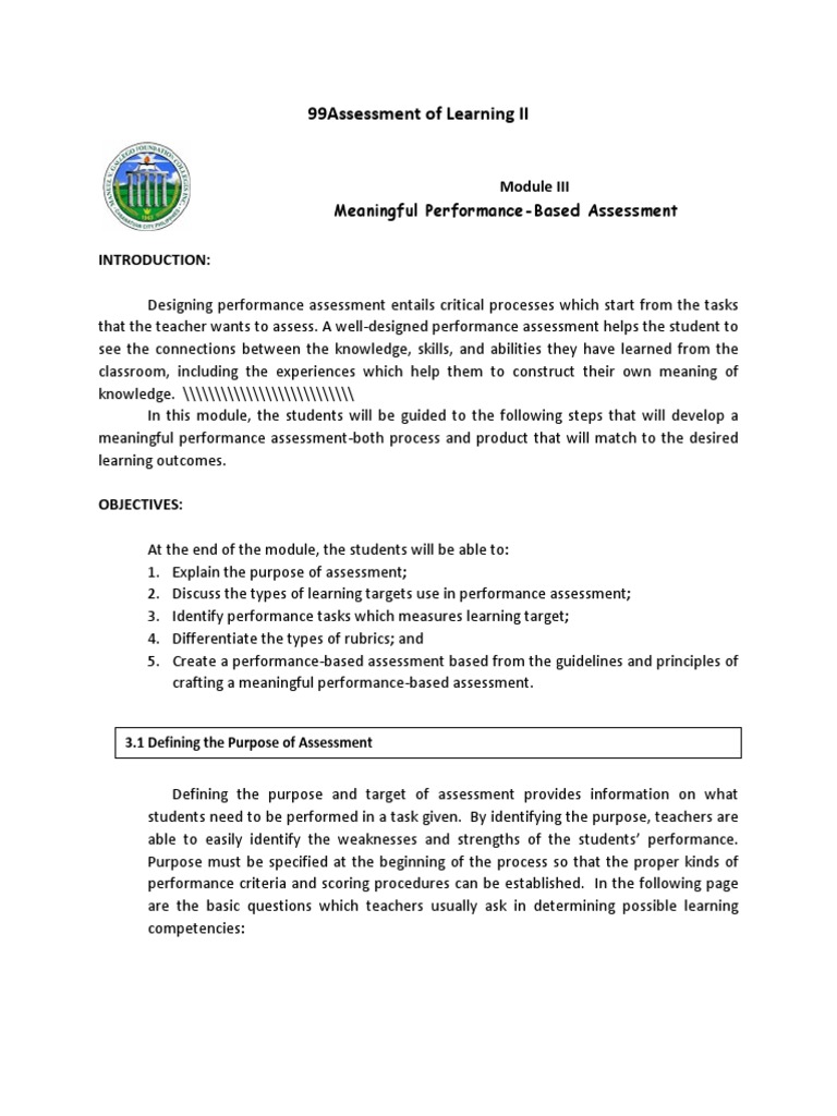 Assessment Learning 2. M3 | PDF | Educational Assessment | Rubric ...