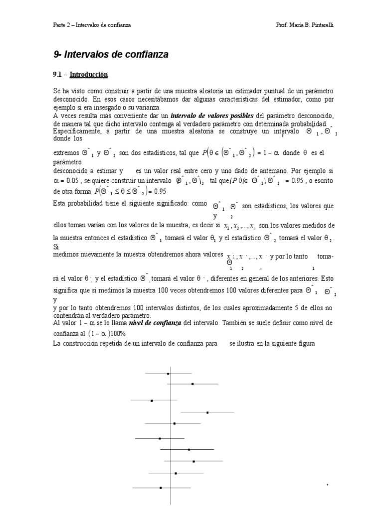 9-Intervalos de Confianza: 9.1 - Introducción | PDF | Estimador | Intervalo de confianza