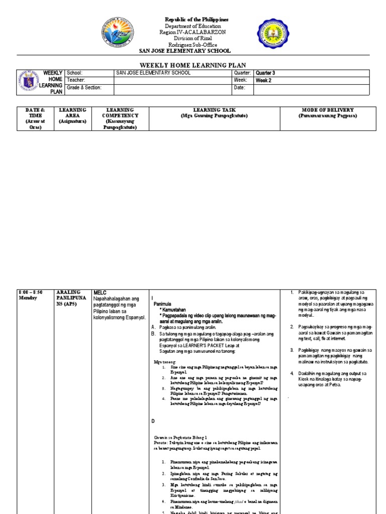 WHLP Grade 5 Q3 Week 2 AP | PDF