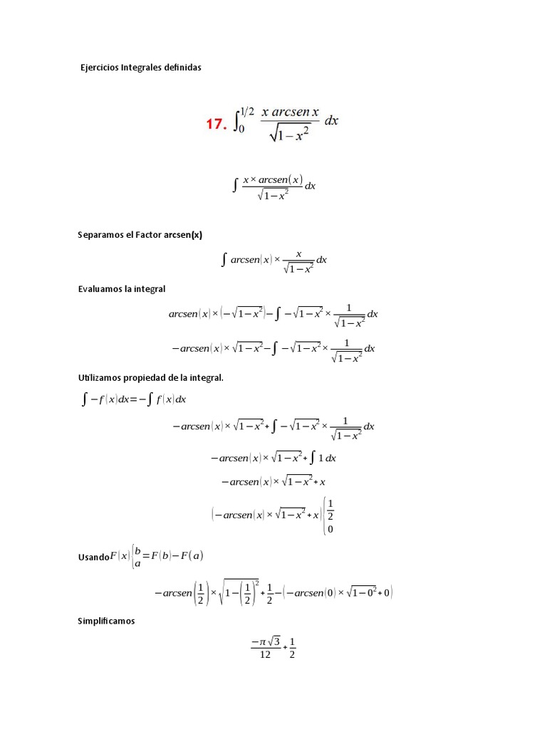 Ejercicios Integrales Definidas | PDF