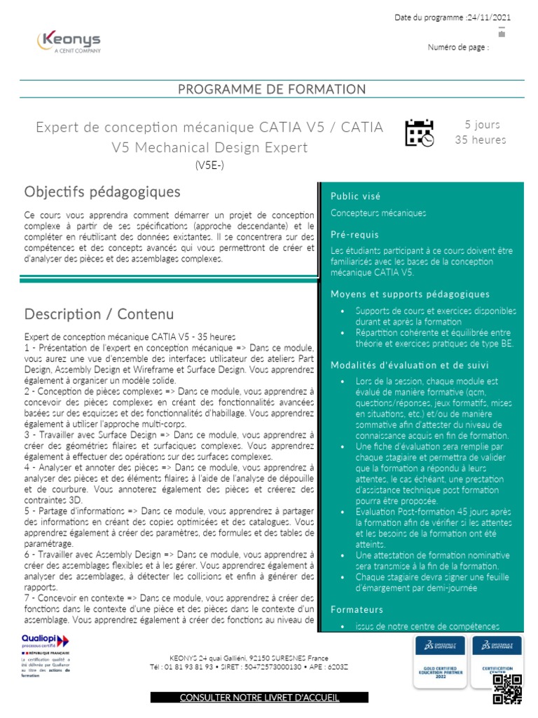 Formation Expert CATIA V5 en Conception Mécanique | PDF | Informatique