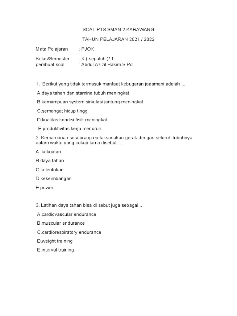 Soal Kelas X Pts | PDF