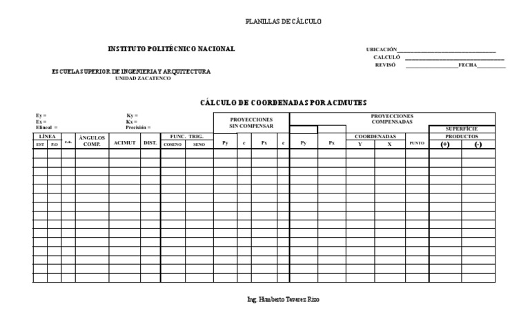 Planilla Coor. Acimut | PDF