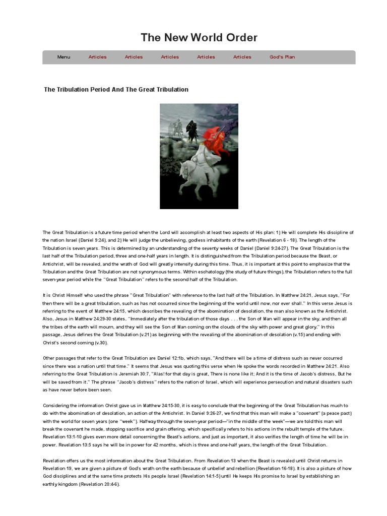 Understanding the Great Tribulation | PDF | Great Tribulation | Antichrist