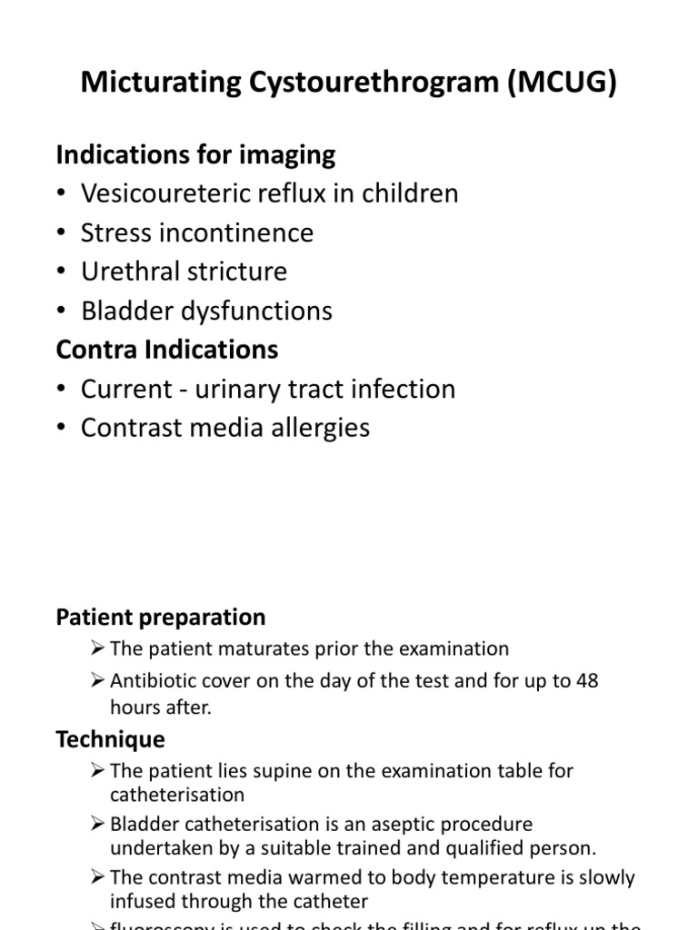 Micturating Cystourethrogram (MCUG) | PDF | Urinary Bladder | Urinary ...