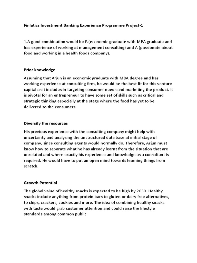 Finlatics Investment Banking Experience Programme Project ...