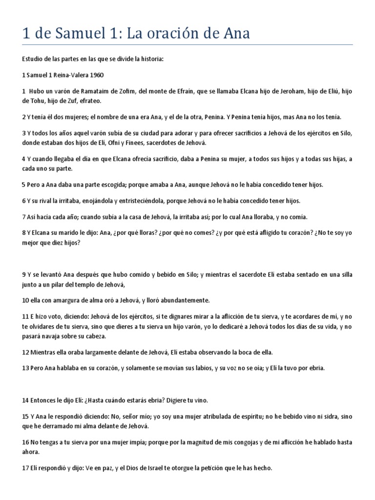 Estudio 1 de Samuel 1 | PDF | María, madre de Jesús | Oración