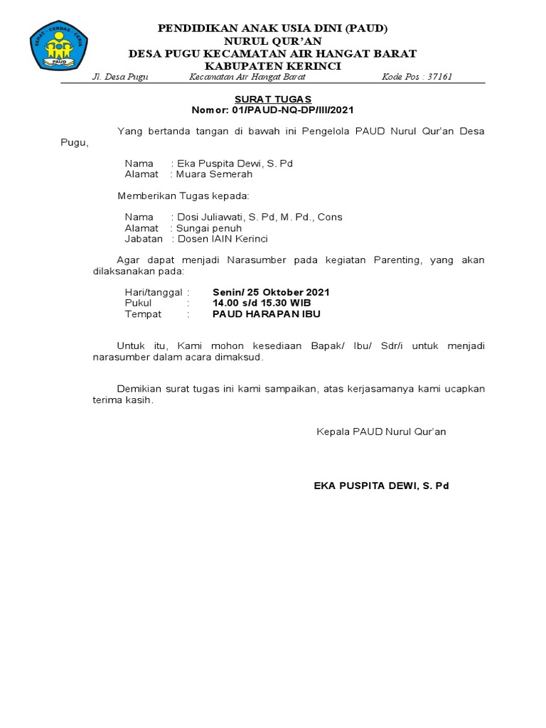 Surat Tugas Narsum | PDF