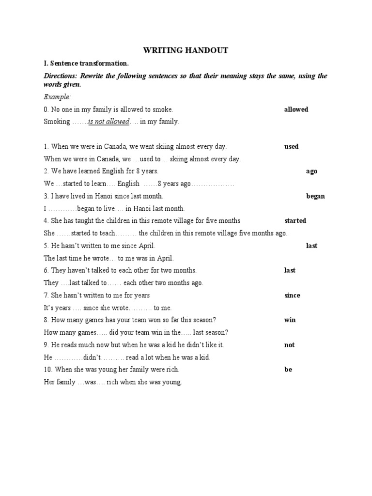 HANDOUT Writing | PDF
