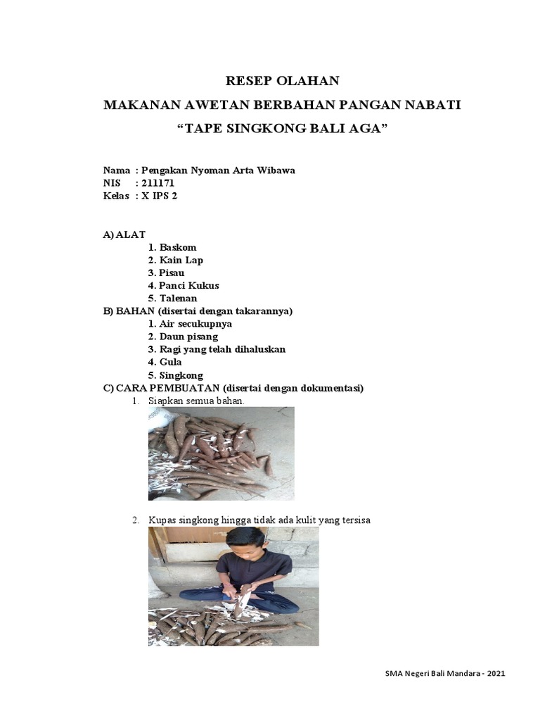 Format Resep Olahan Makanan Awetan Nabati | PDF | Memasak, Makanan ...
