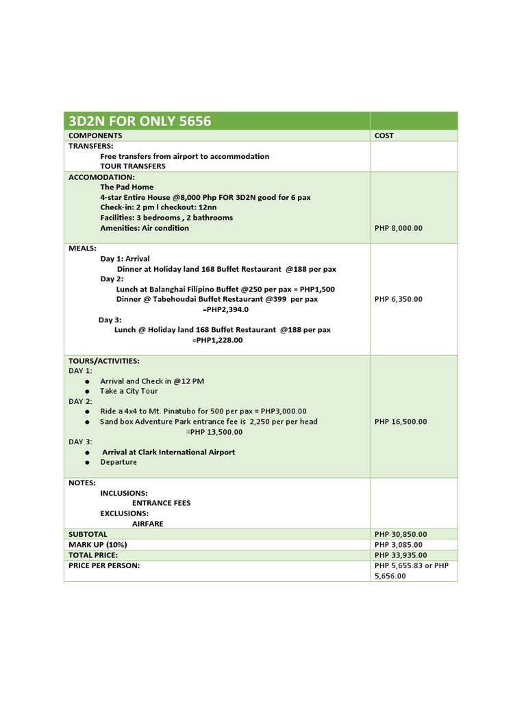 Pampanga Tour Package | PDF